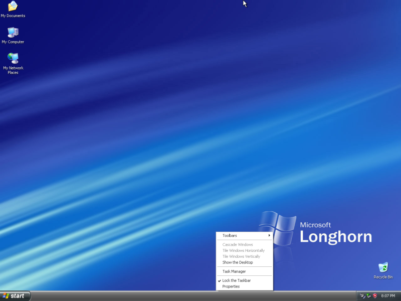 Microsoft Windows XP Professional (Longhorn Reimagined PP3) 5.1.2600 ...