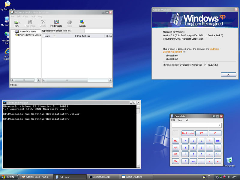 Microsoft Windows XP Professional (Longhorn Reimagined PP3) 5.1.2600 ...