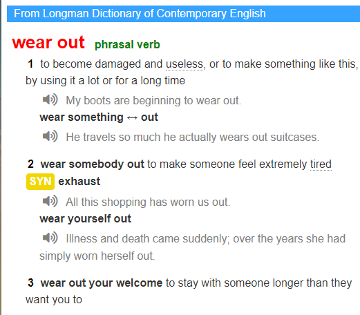 Wear / Wear out / Wear off 뜻 한방에 이미지로 기억하기 - 입고 있다, 헤어, 표정을 짓고 있다, 낡다 ...