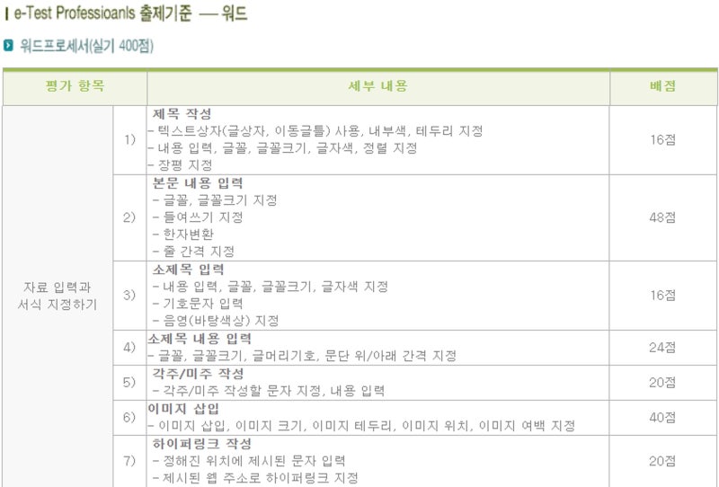 E Test 자격증 워드 텍스트 상자 만들기 네이버 블로그