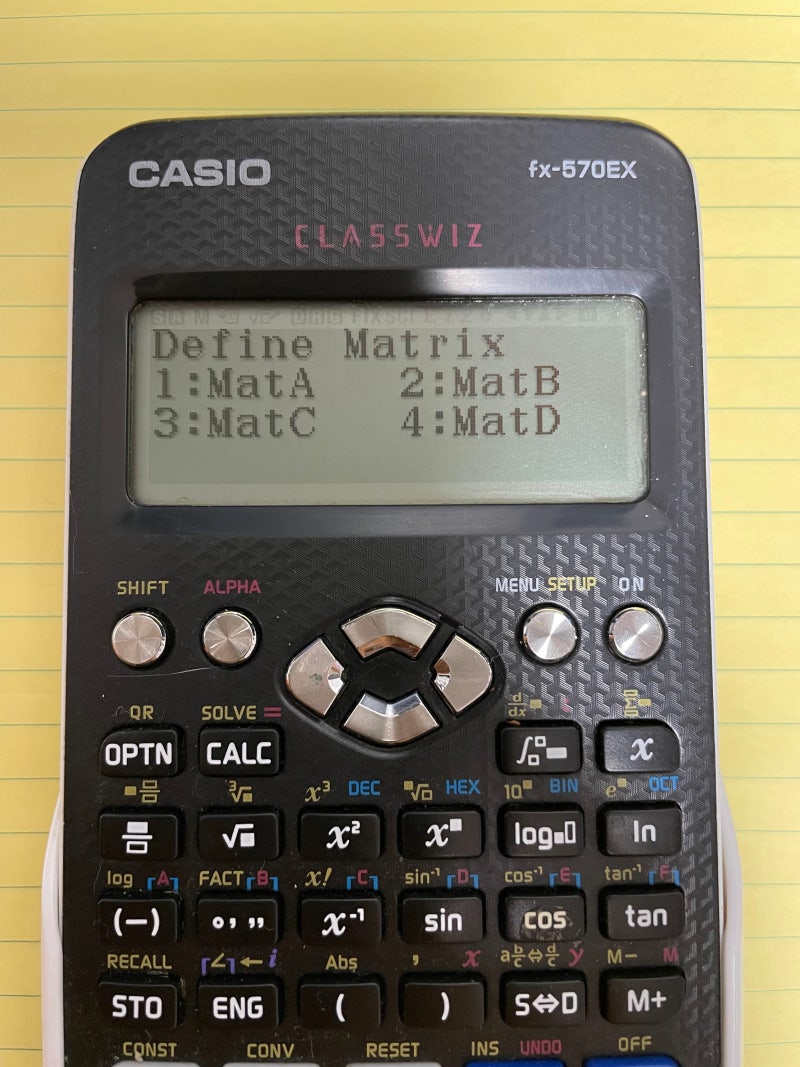 공학용 계산기로 행렬의 곱을 계산하기(casio fx-570ex 및 fx-570es plus) : 네이버 블로그