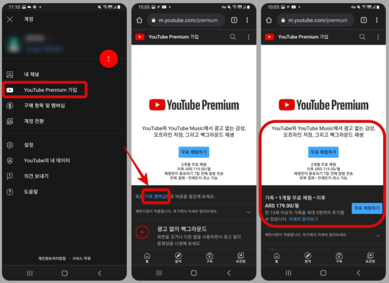 유튜브 프리미엄 아르헨티나 인도 우회 결제 방법vpn 가족 공유 정지 막힘 해결법 네이버 블로그