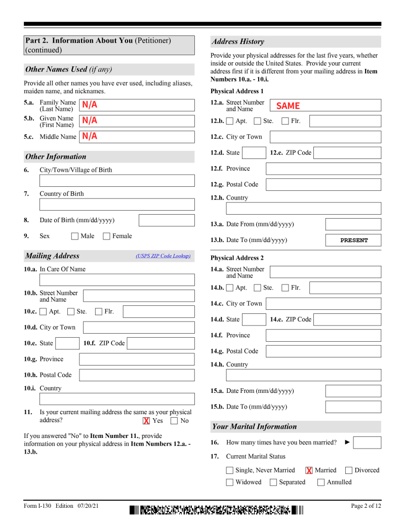[미국 결혼 영주권 혼자서 준비하기 2-1] Form I-130 (Petition for Alien Relative)작성하기 | 배우자 초청 영주권 : 네이버 블로그