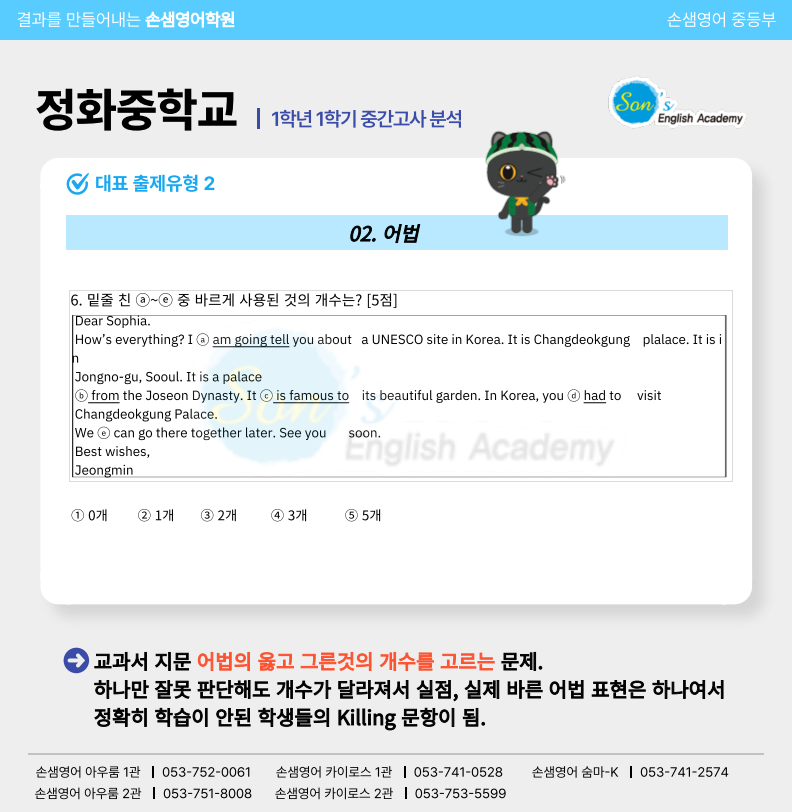 손샘영어 2022년 정화중학교 중1 1학기 중간고사 출제 경향 분석 네이버 블로그