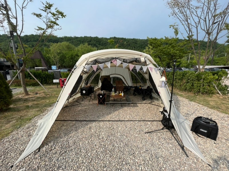 상암 난지캠핑장 스노우피크 리빙쉘 롱프로 아이보리 첫 피칭 네이버 블로그