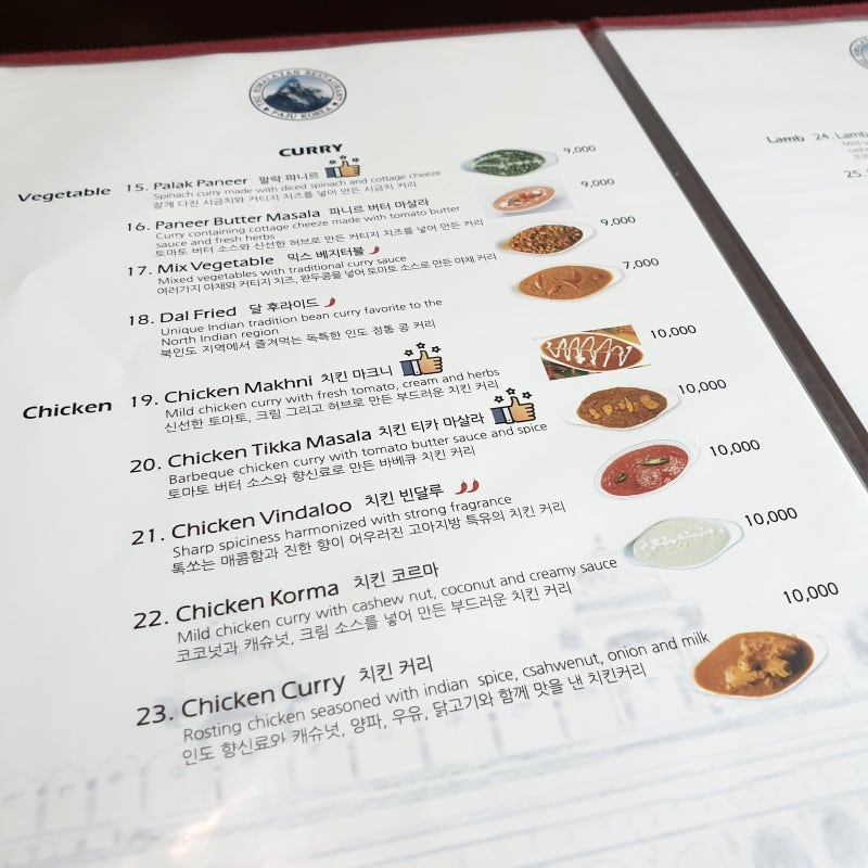 금촌 인도 네팔 음식 전문점 더 히말라얀 레스토랑 치킨 티카 마살라 램 빈달루 네팔 만두 모모 난 강황밥 플레인