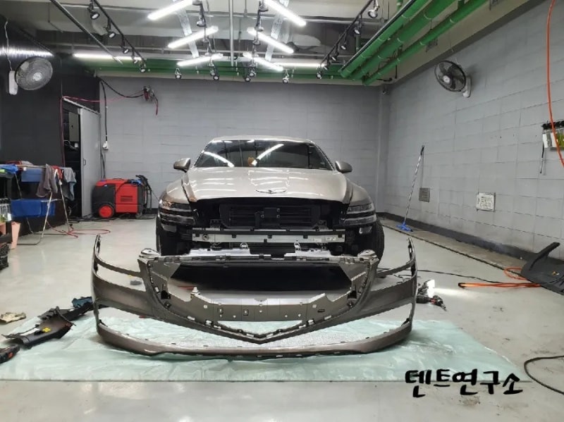 수원 망포 더판타지움 지하1층 G80 프론트범퍼 탈부착도색 광택코팅덴트판금도색잘하는집 망포영통서천매탄용인수지