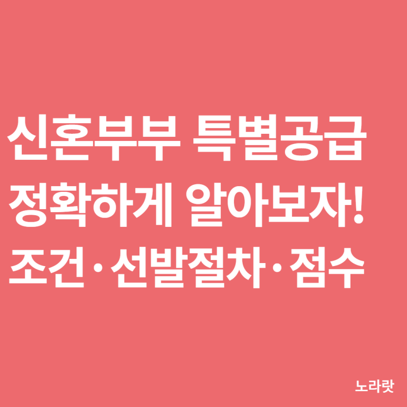 무주택 신혼부부 특별공급 신혼특공 조건 점수 소득 기한 네이버 블로그