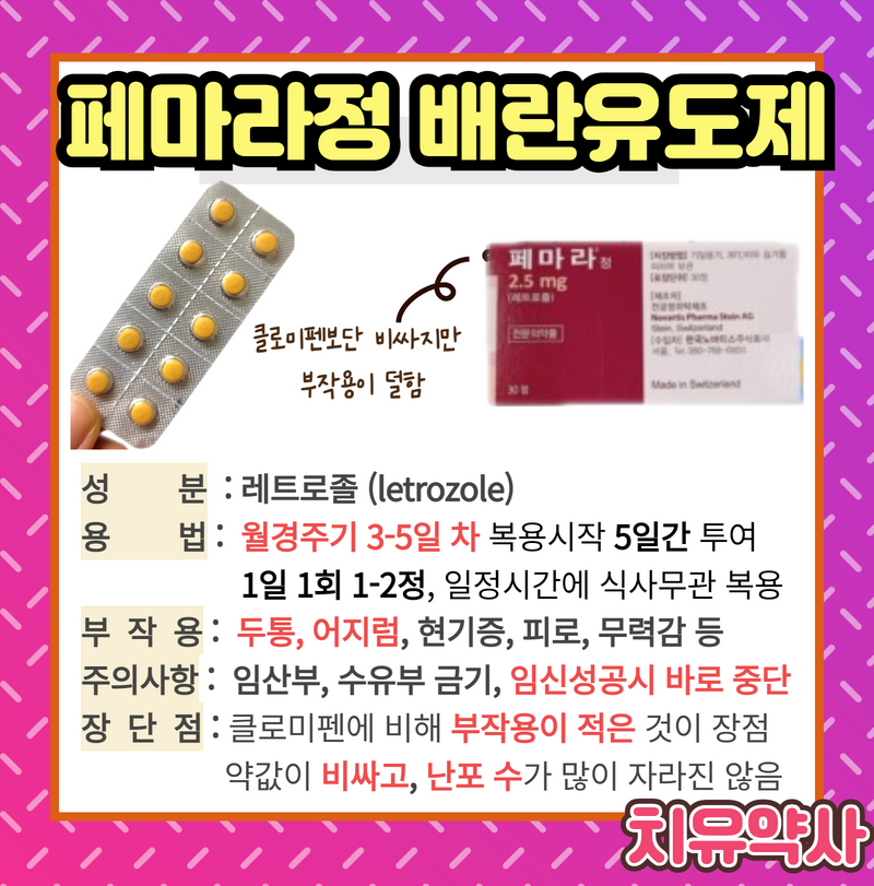 페마라정 임신준비 배란유도제 성분 효능 용법 부작용 비급여 주의사항까지 네이버 블로그