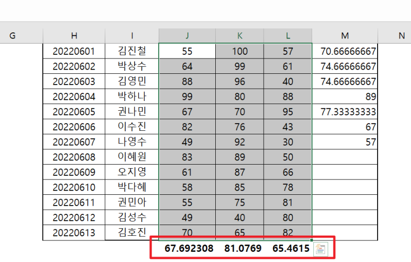 엑셀 평균값 평균 간단 계산 3가지 방법 네이버 블로그