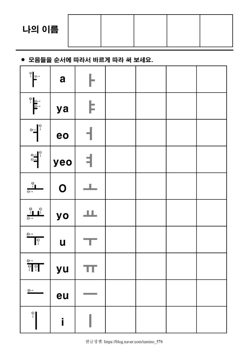 [한글기초(상)] 모음 원리 설명하기 : 네이버 블로그