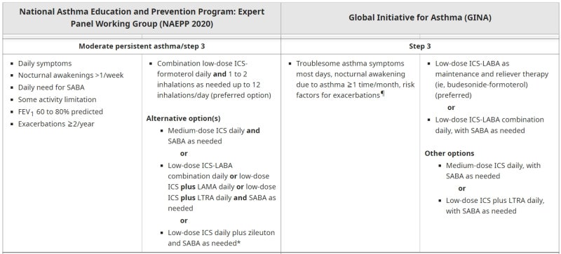 「문정역내과」 천식, 흡입 스테로이드 천식, 흡입 스테로이드 필요성 (GINA step 3, NAEPP 2020 moderate ...