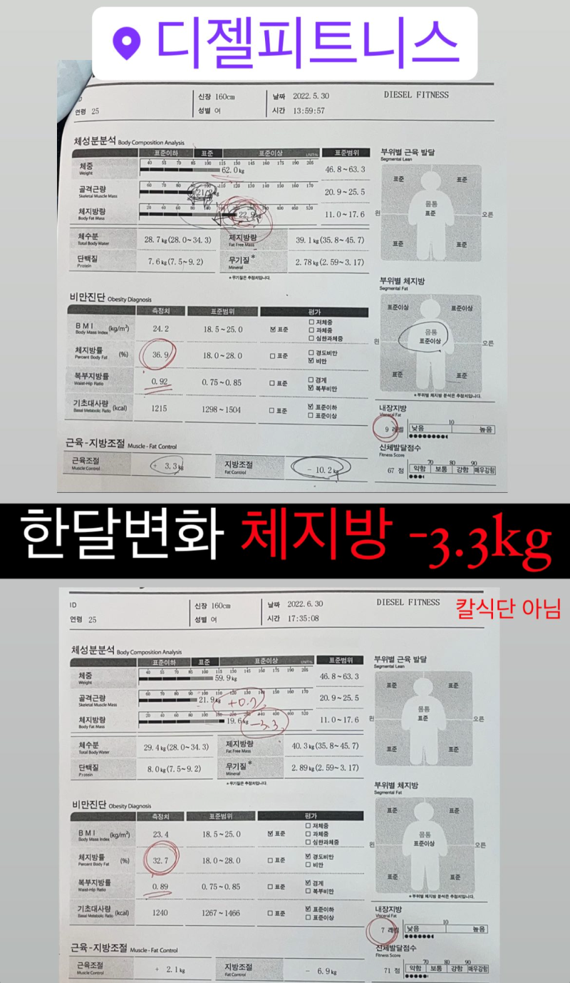 눈바디의 중요성 디젤피트니스 옥포헬스장 화원헬스장 대구pt 달서구pt 대구헬스장 비포애프터 바디체크 운동