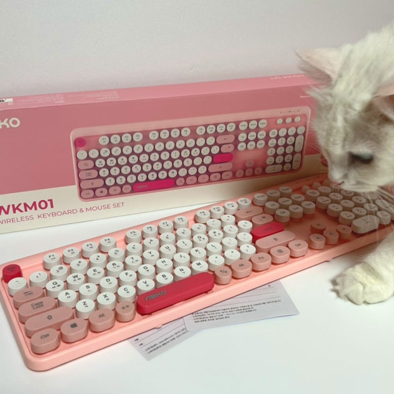 [앱코]ABKO WKM01 무선 키보드 마우스 세트 핑크 구매후기/청축,갈축 비교! : 네이버 블로그