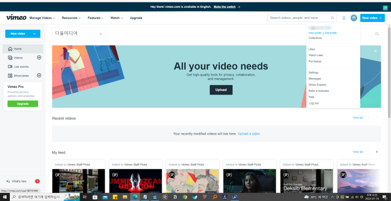 VIMEO(비메오) 가입하는 방법, 유료회원 종류 및 비용 안내 : 네이버 블로그
