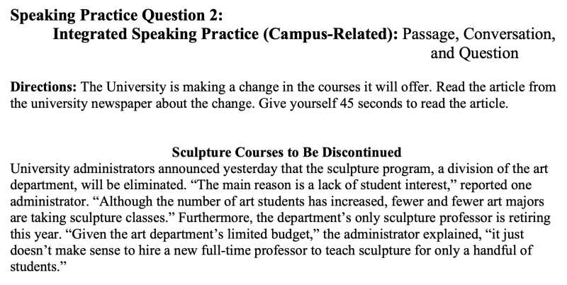 TOEFL Speaking 토플 스피킹 2번 문제 보고 듣고 말하기 - 대학 생활 템플릿 예시 노트테이킹 campus ...