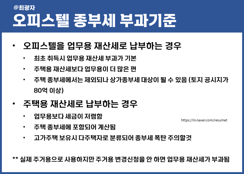 오피스텔 세금 취득세 재산세 종부세 양도소득세 양도세 업무용 주거용 네이버 블로그