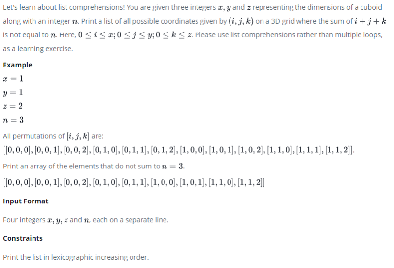 Python HackerRank 문제 7 - List Comprehensions : 네이버 블로그