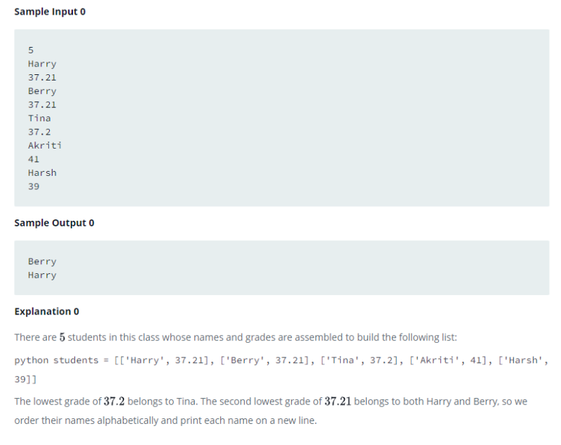Python HackerRank 문제 9 - Nested Lists : 네이버 블로그