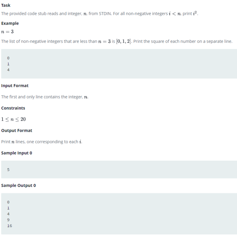 Python HackerRank 문제 5 - Loops : 네이버 블로그