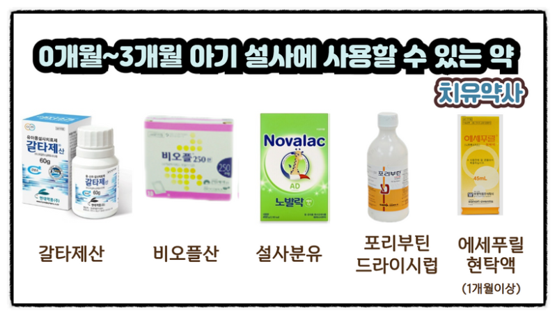 약사가 알려주는 3개월 미만 신생아아기설사에 사용할 수 있는 설사약 정장제갈타제산 비오플산 포리부틴시럽 에세푸릴시럽