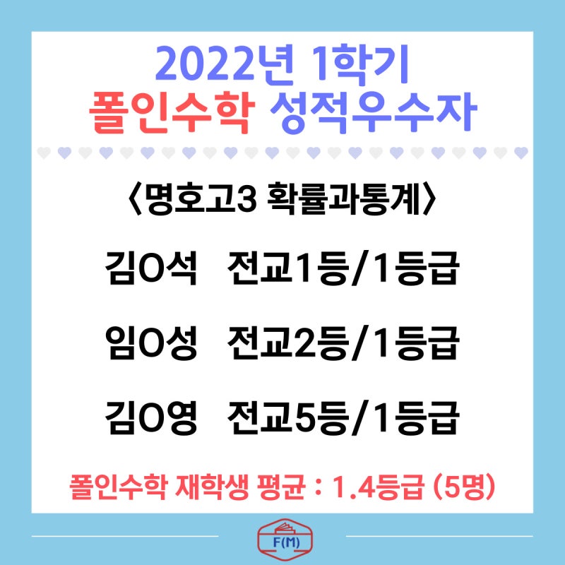 명지수학학원 폴인수학학원 성적우수자 2022년 1학기 기말고사 네이버 블로그