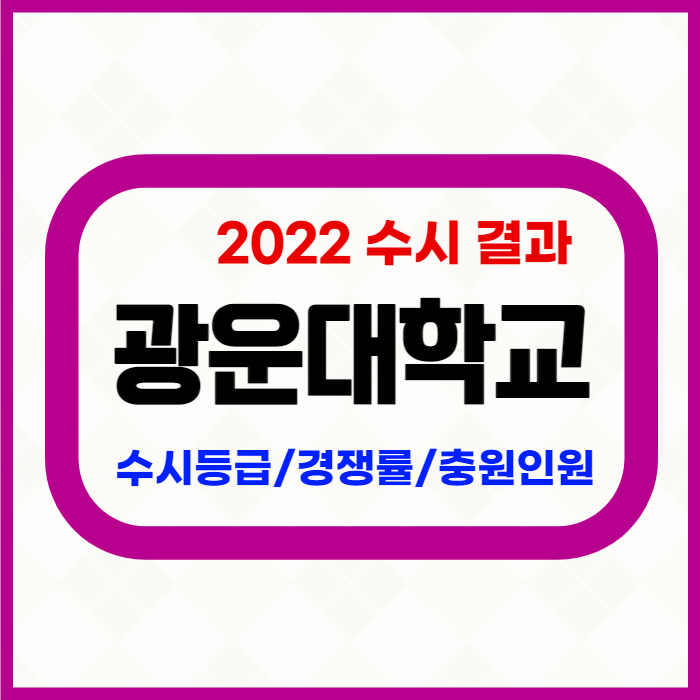 2022학년도 광운대 수시등급 경쟁률 리뷰 광운대학교 입시정보 네이버 블로그