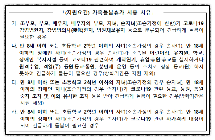 2022년 가족돌봄휴가 신청방법 돌봄비용 지원금 금액 신청서식 첨부 공무원 대상 유급 무급 네이버 블로그