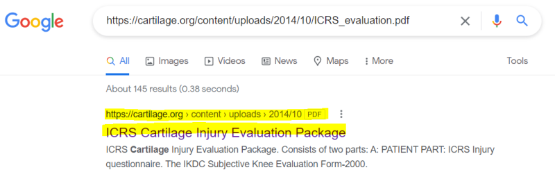 무릎연골손상 측정방법 ICRS, K&L : 네이버 블로그
