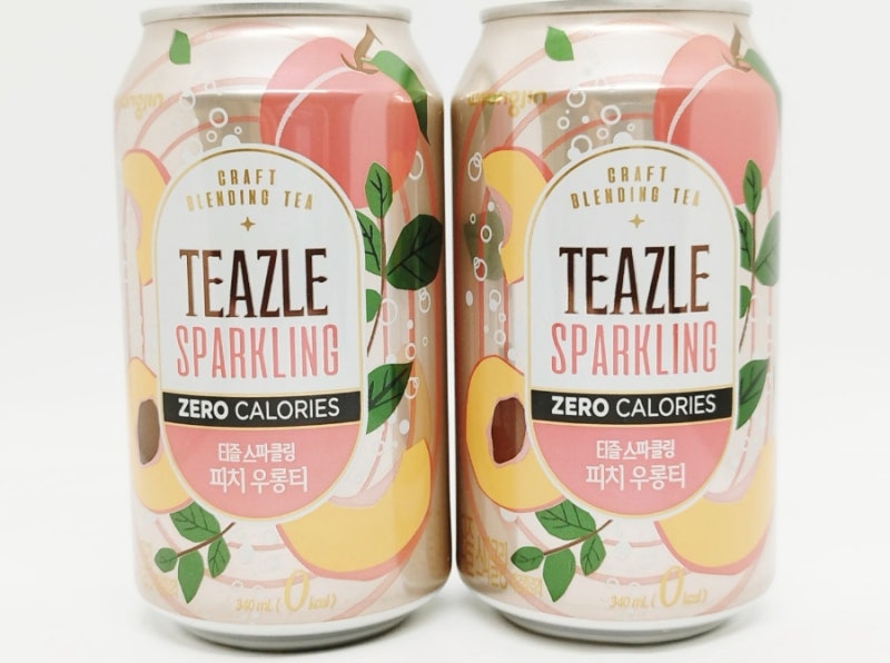 웅진 티즐((TEAZLE) 스파클링 피치 우롱티(Peach & Oolong tea) 340mL × 24 CAN : 네이버 블로그