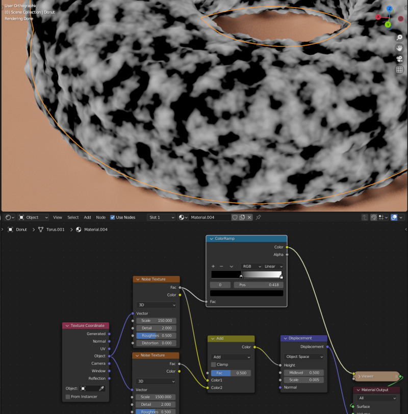 블렌더 초급 튜토리얼 - Displacement, Noise Texture (Level 2-2 완) : 네이버 블로그