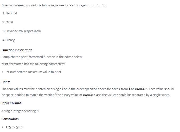 Python HackerRank 문제 22 - String Formatting : 네이버 블로그