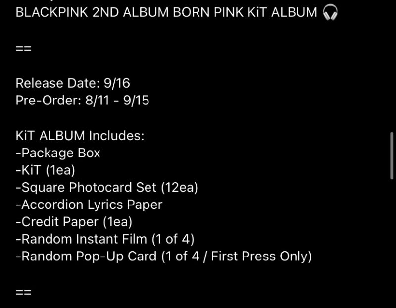 BLACKPINK 2ND ALBUM BORN PINK- 블랙핑크 두번째 앨범 본핑크 판매 종류와 구성 목록들 : 네이버 블로그