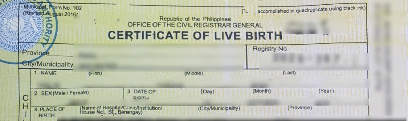 필리핀 출생증명서live Birth 인지진술서affidavit Of Acknowledge 및 친자확인서