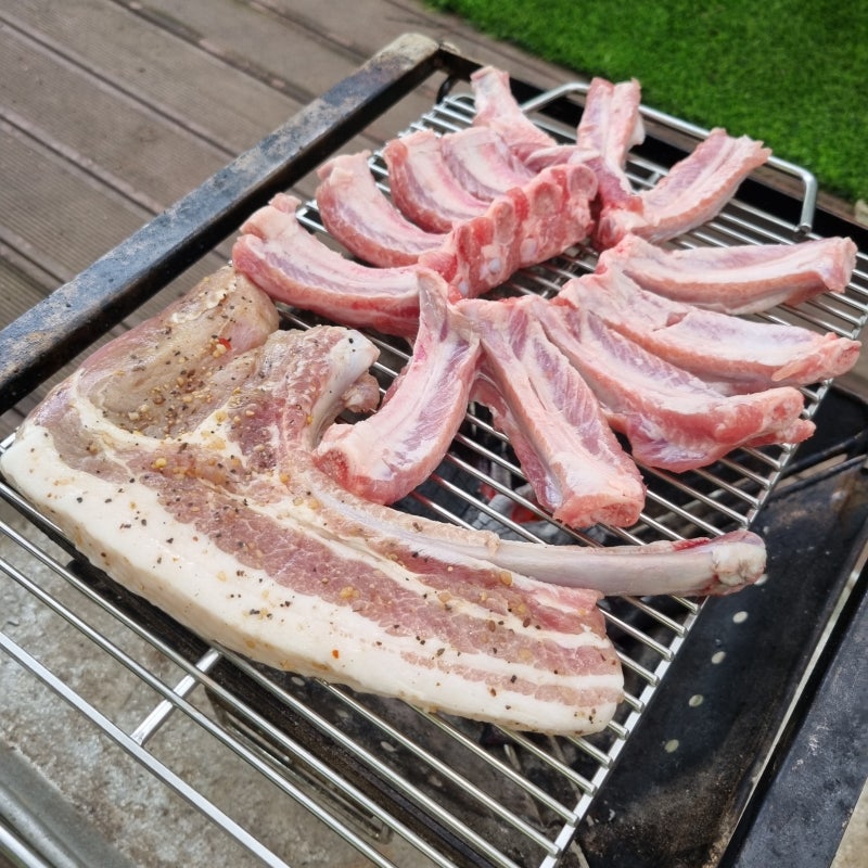 캠핑장에서 즐기는 숯불바베큐 캠핑요리 등갈비 돼지고기프렌치렉 닭구이 뒷고기 네이버 블로그