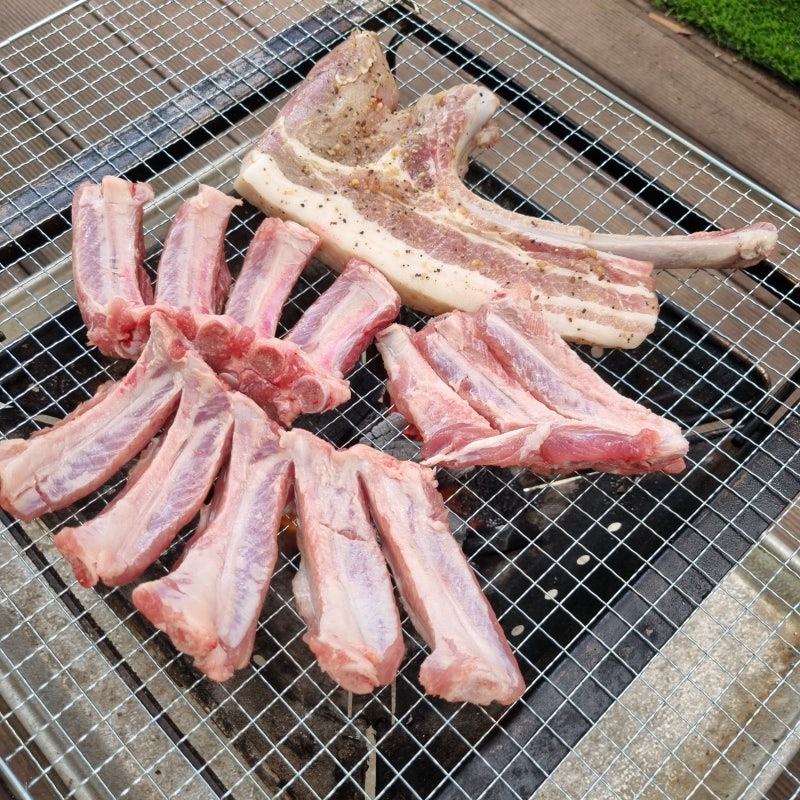 캠핑장에서 즐기는 숯불바베큐 캠핑요리 등갈비 돼지고기프렌치렉 닭구이 뒷고기 네이버 블로그