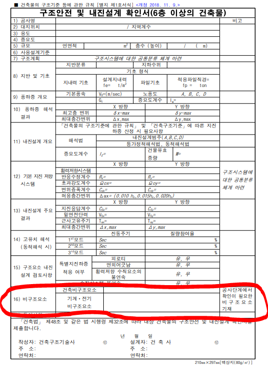 Al 건축물 구조기준 비구조요소 구조안전확인 네이버 블로그