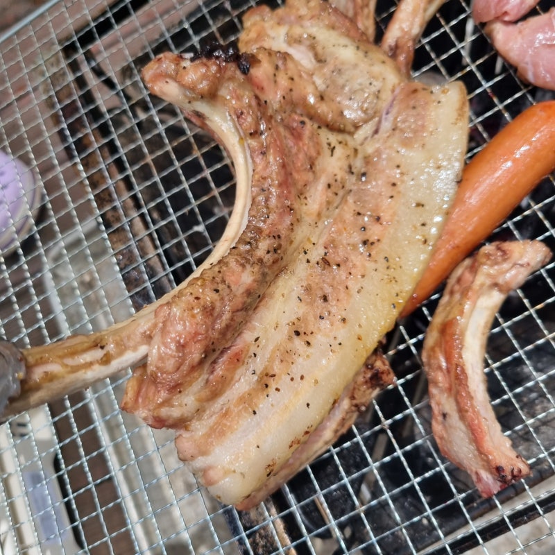 캠핑장에서 즐기는 숯불바베큐 캠핑요리 등갈비 돼지고기프렌치렉 닭구이 뒷고기 네이버 블로그