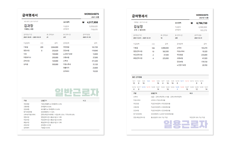 일용근로자 Vs 일반근로자 근로소득 구분 기준과 소득세 계산방법 알아보고 엑셀 급여명세서 양식 무료 다운받기 네이버 블로그