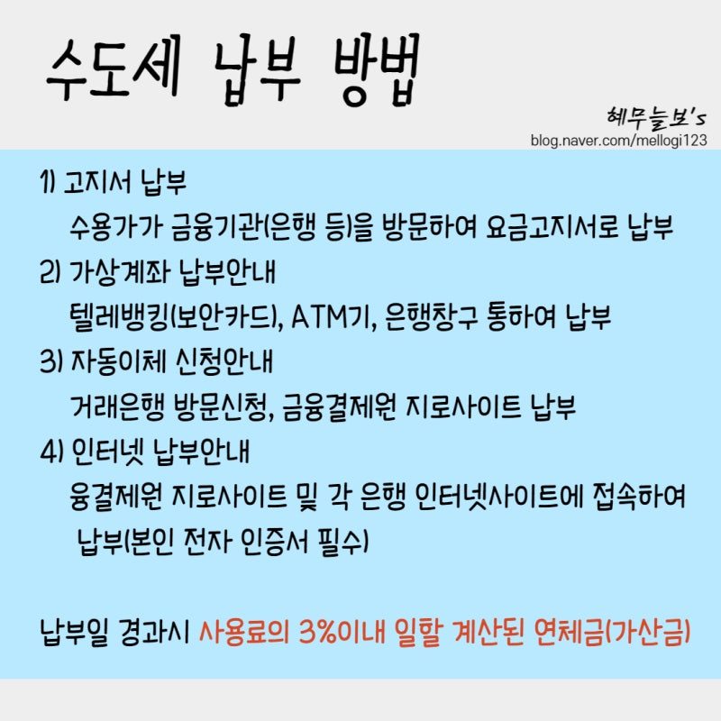 수도세 요금 납부 감면 대상자감면 필요 서류 및 계산하는 방법 총정리 네이버 블로그