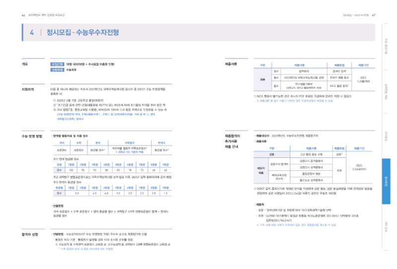 디지스트입결 Dgist 입시결과및 수능등급컷 대구경북과학기술원 2023학년도 신입생 모집요강 수시정시 면접 네이버 블로그