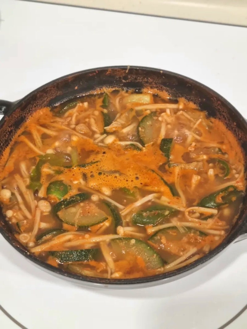 팽이버섯 된장찌개 다담된장으로 1인분 10분컷 완성 레시피 네이버 블로그