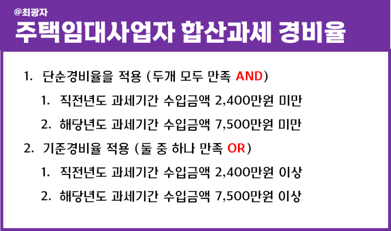 주택임대사업자 주택임대소득 분리과세 합산과세 종합소득세 단순경비율 기준경비율 네이버 블로그