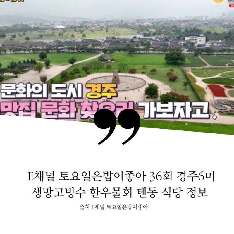 토요일은밥이좋아 토밥 토밥즈 36회 예고 경주편 2탄 경주6미 식당 정보 경주 망고빙수 무화과빙수 팥빙수 한우물회 육회비빔밥