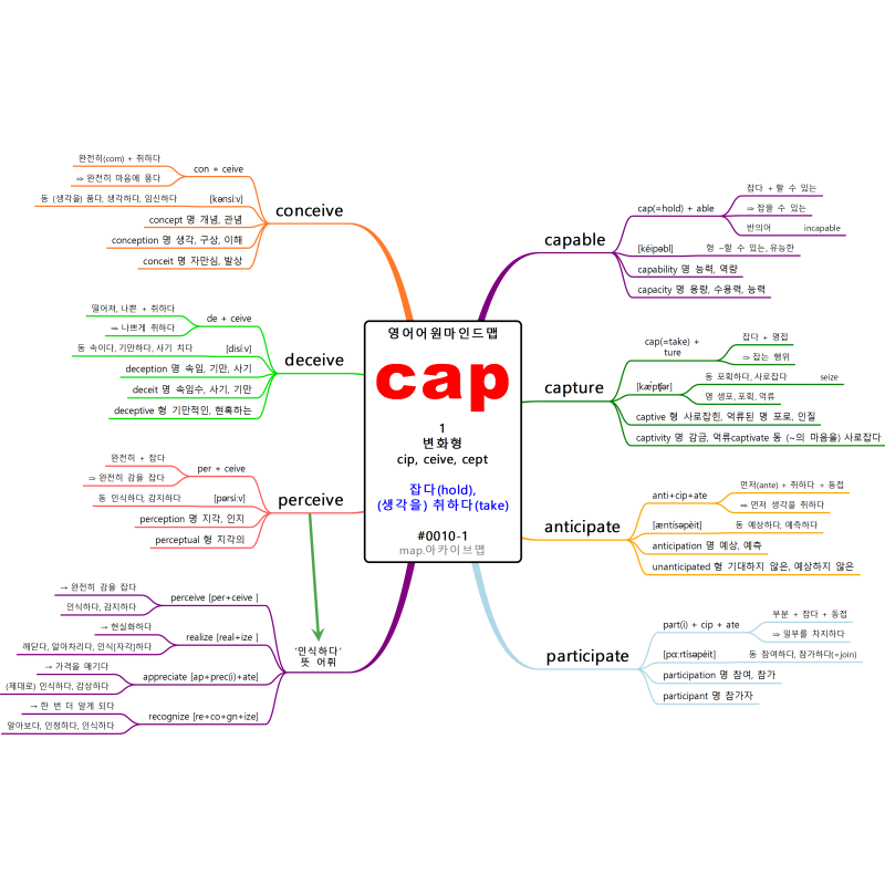 영어어원 cap 파생단어 마인드맵 정리 : 네이버 블로그