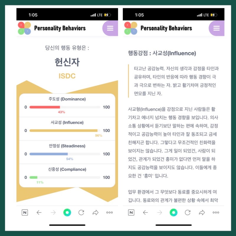 Disc 검사 행동유형검사 결과 헌신자 네이버 블로그