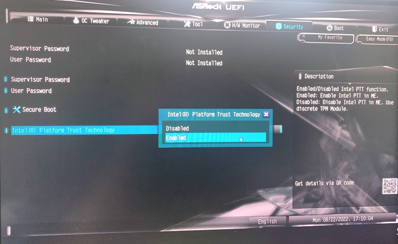 윈도우 11 설치하기 Asrock 애즈락 메인보드 Tpm20 활성화 보안부팅 활성화 네이버 블로그