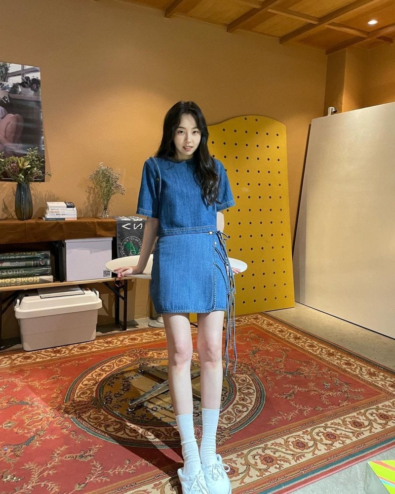 안소희 데님원피스 여자청청패션 데님 반팔 스커트 청량미 뿜뿜 네이버 블로그