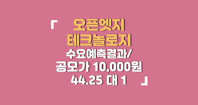 오픈엣지테크놀로지 공모가 확정 10000원 안 좋은 결과 공모주 청약 기관투자자 경쟁률 의무보유확약 청약정보