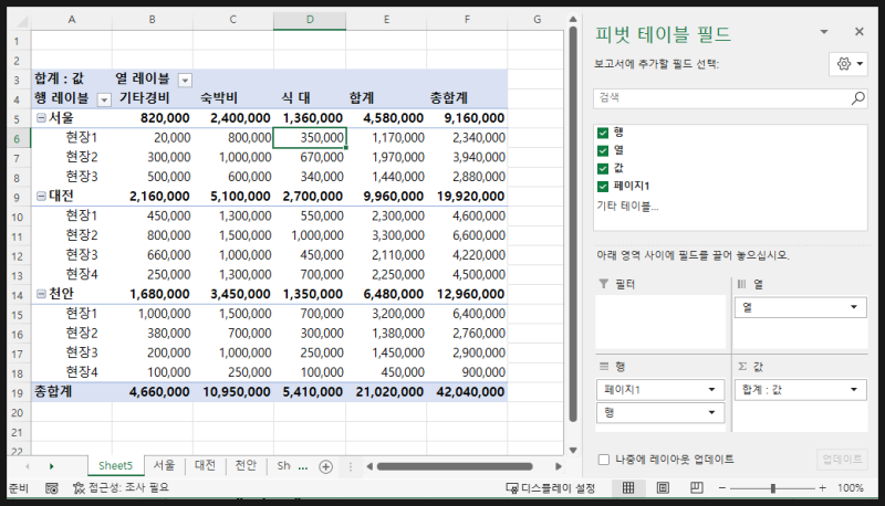 엑셀꿀팁13 여러 시트에 흩어진 표를 하나로 취합하기 피벗테이블마법사 추가하기 네이버 블로그